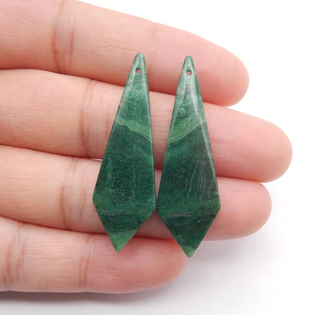 New Natural African Jade Tie Shape Gemstone Earrings Beads, 40x13x3mm ...