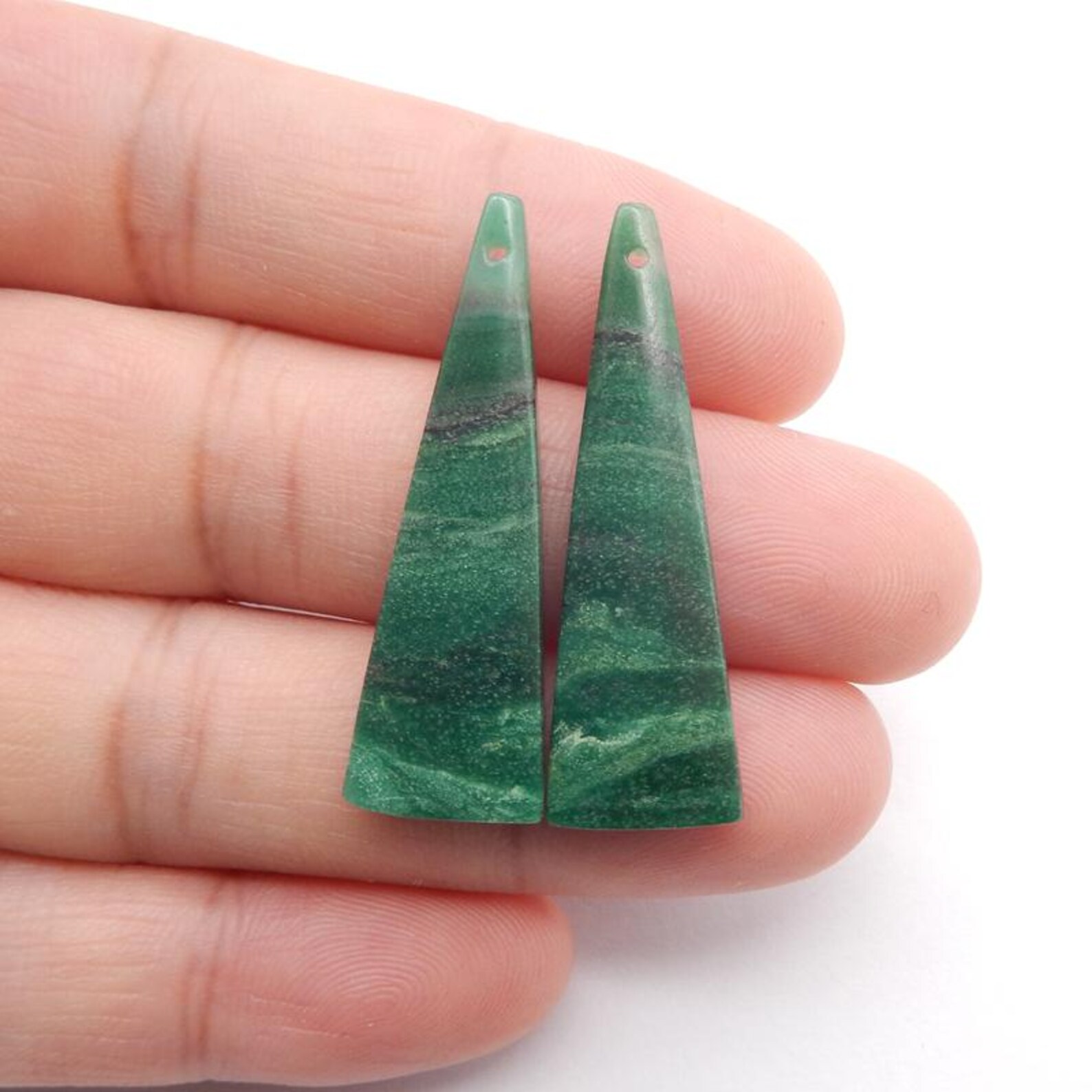 New Natural African Jade Triangle Gemstone Earrings Beads, 34x11x4mm, 3 ...