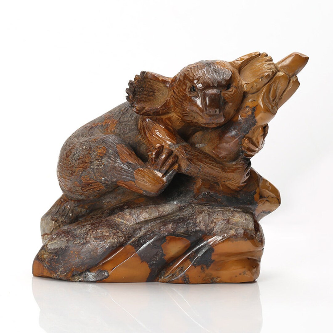 New Arrival !!! Carved Koala Yellow Picasso Jasper Gemstone Decoration ...
