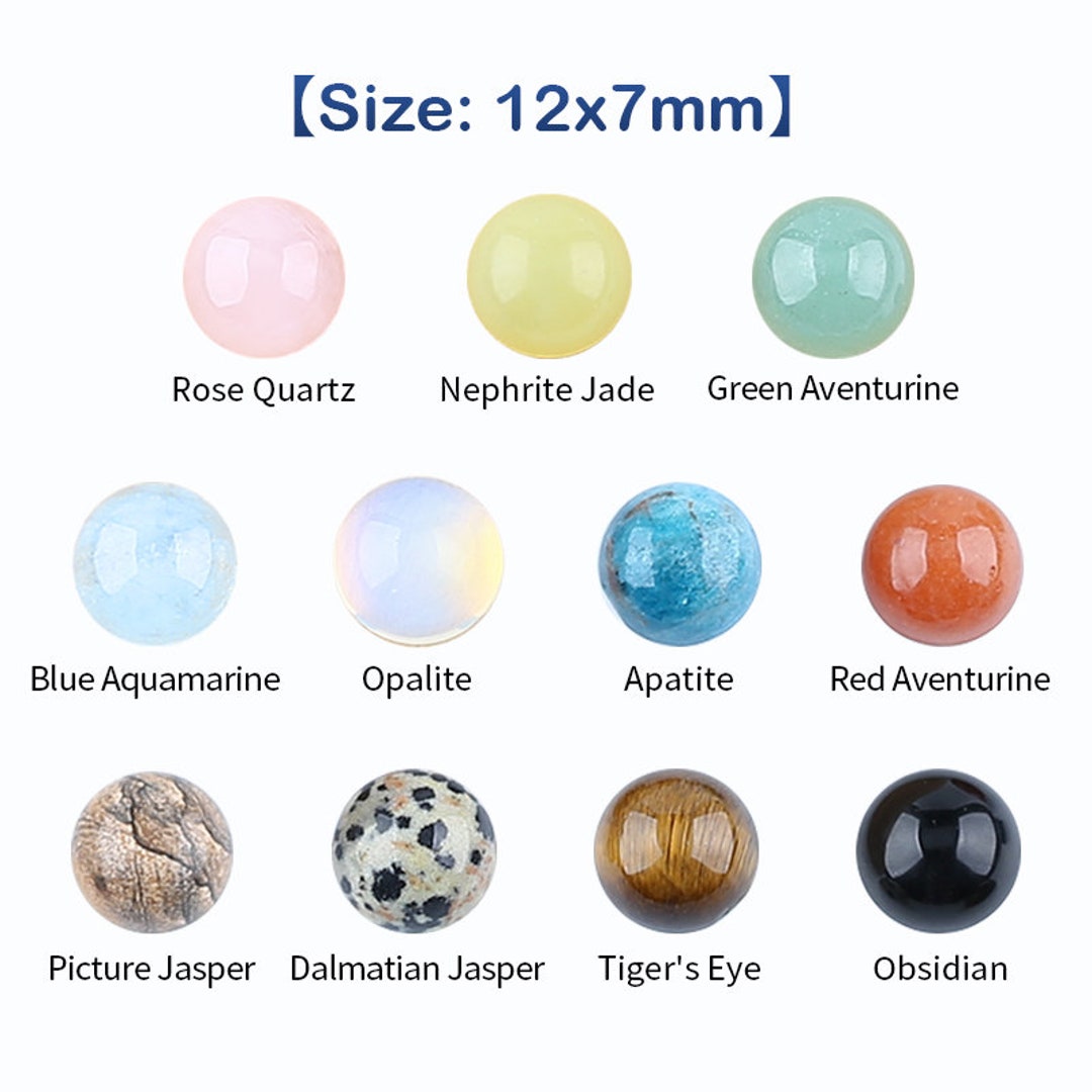 12x7mm Round Flatback Cabochon, Polished Gemstone Cabochons for Jewelry ...