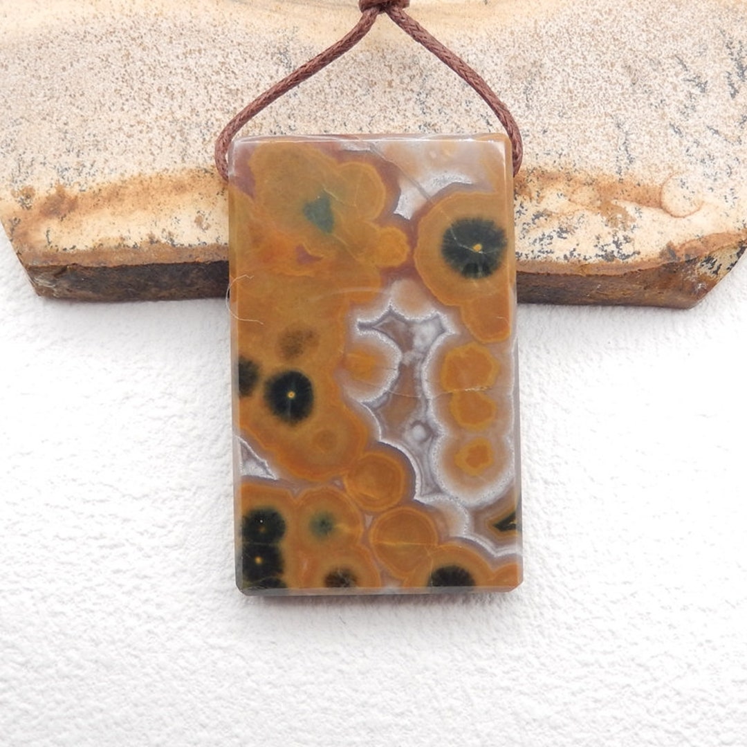 New Natural Ocean Jasper Side Drilled Rectangle Gemstone Pendant Bead ...