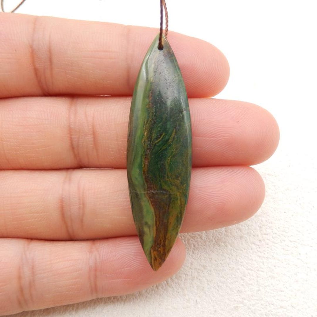 New Natural African Jade Marquise Gemstone Pendant, 48x13x6mm, 5.1g ...