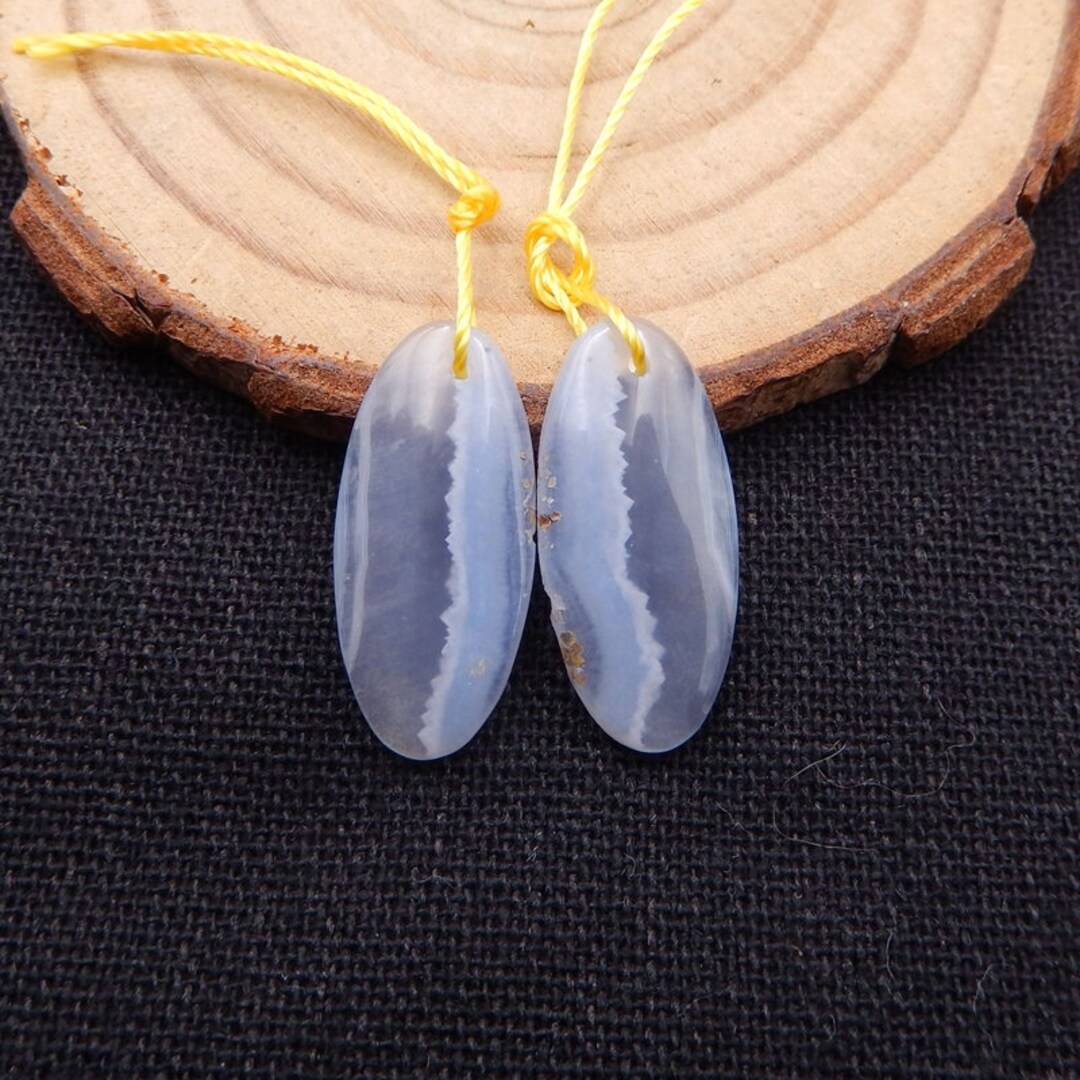 Blue Lace Agate Flatback Earrings Stone Pair Stone for - Etsy