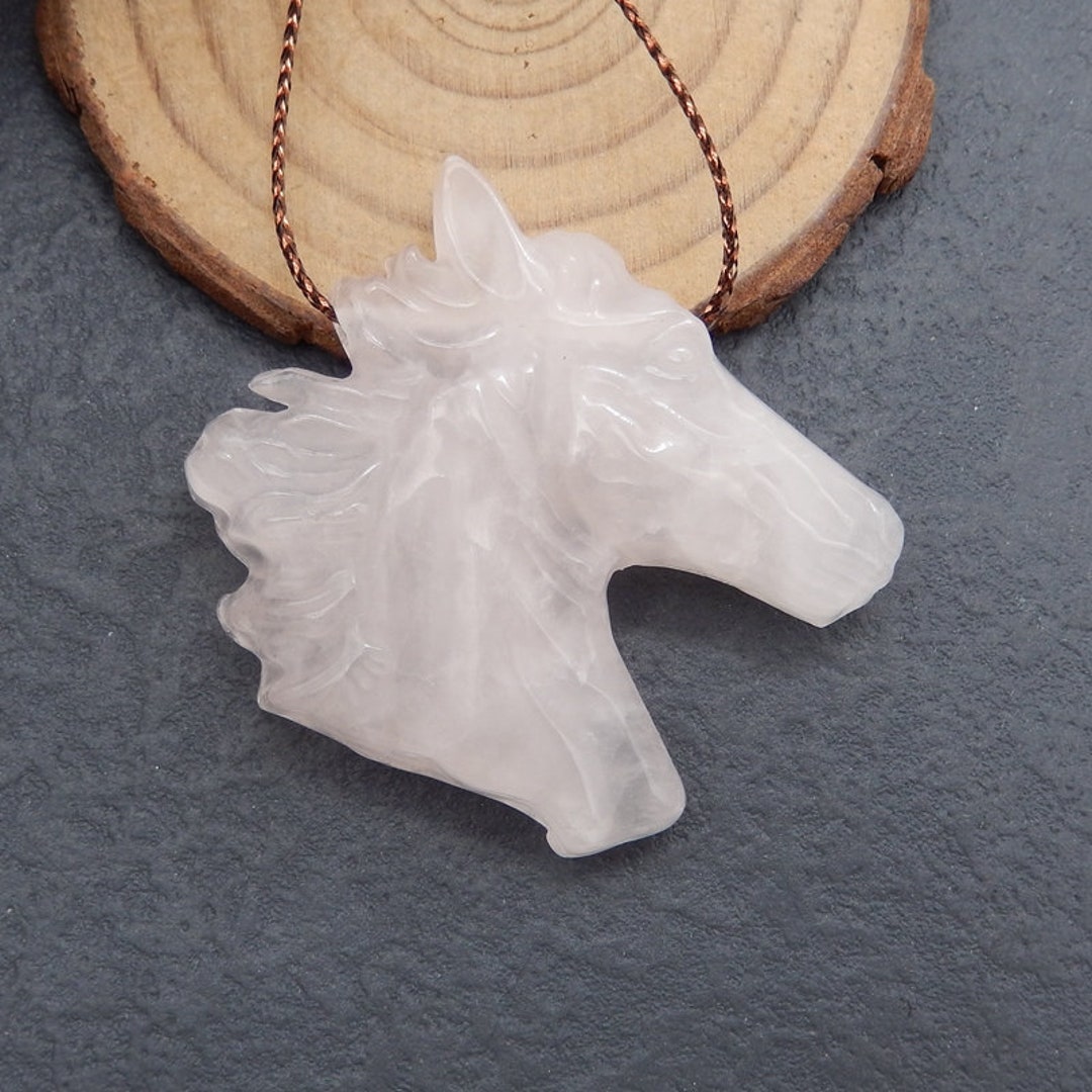 Carved Horse Head,rose Quartz Horse Head Pendant, 40x44x9mm, 24.2g ...