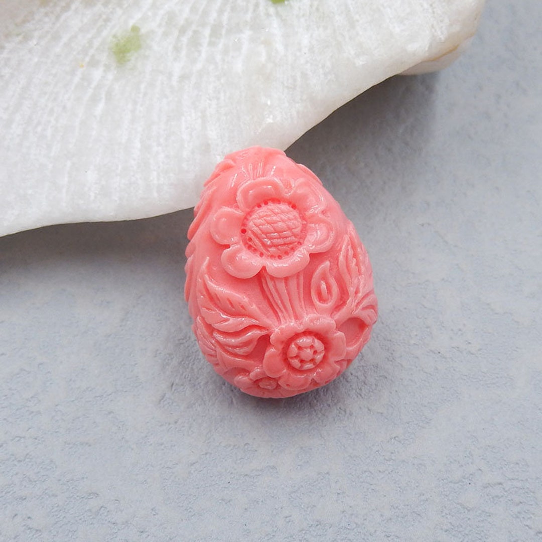 Pink Conch Shell (made of Powder of Shell, Color is Enhanced ) Carved ...