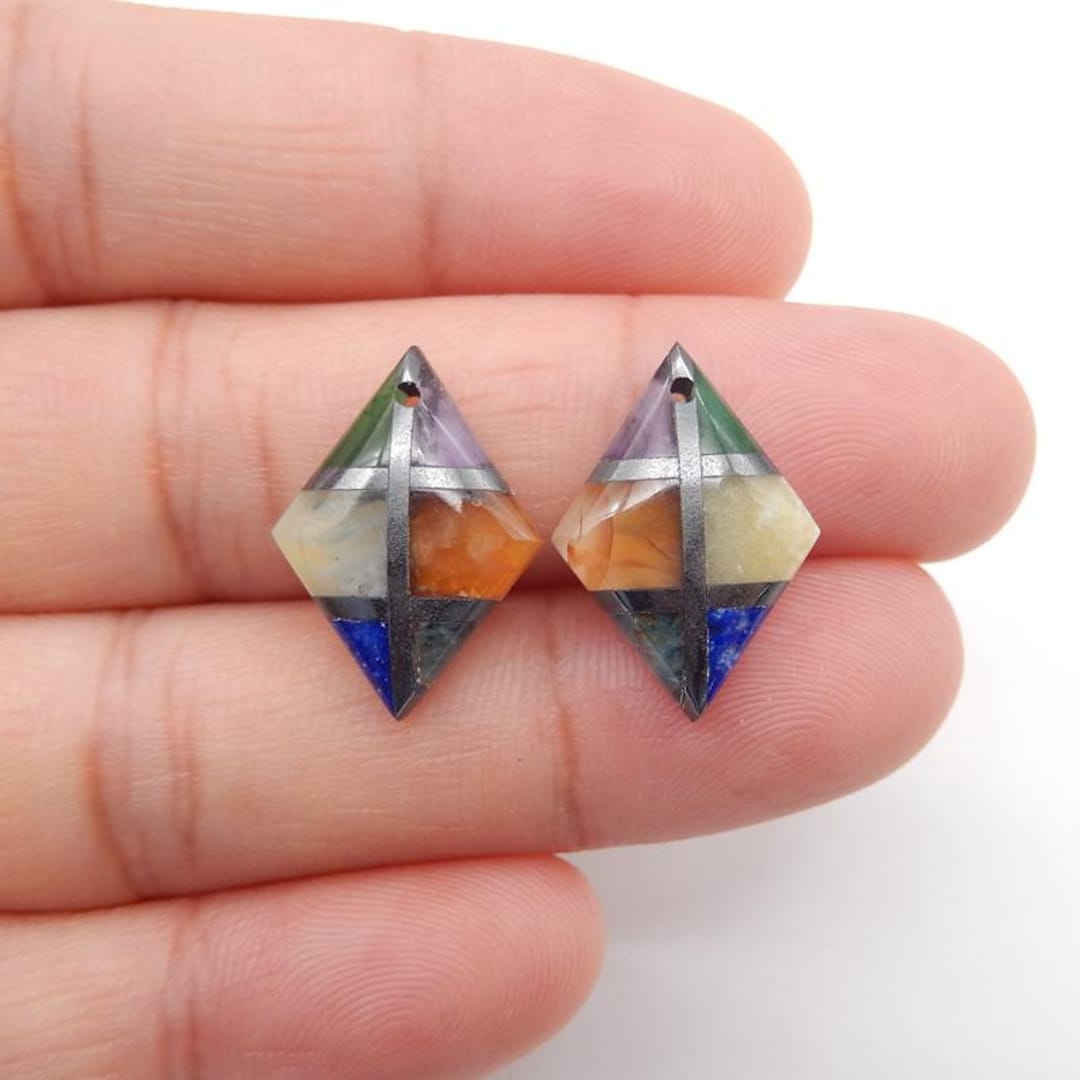 New Design Natural Gemstone Intarsia Earrring Beads,colorful Gemstone ...