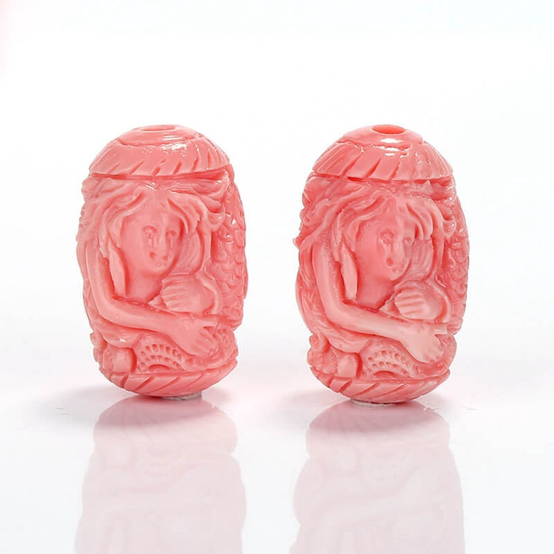 Pink Conch Shell (made of Powder of Shell, Color is Enhanced ) Carved ...