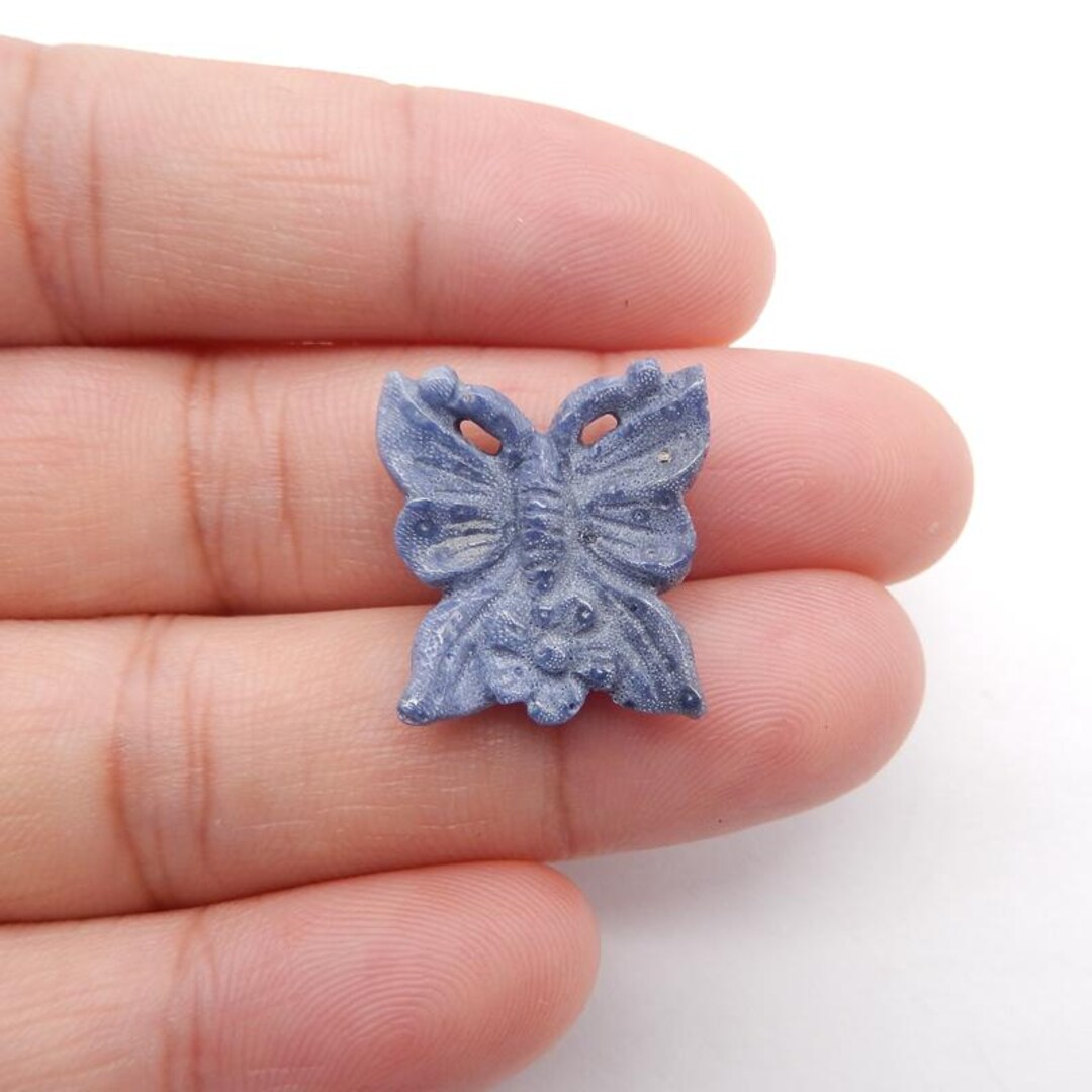 Natural Blue Coral Fossil Butterfly Gemstone Pendant Bead, Beautiful ...
