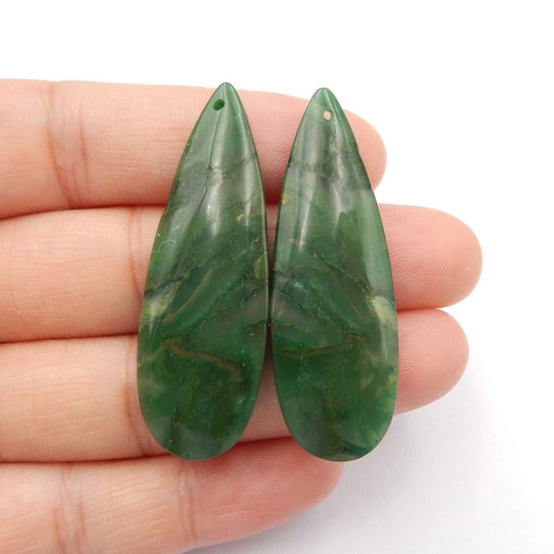 Natural African Jade Teardrop Earrings Stone Pair, Stone for Earrings ...