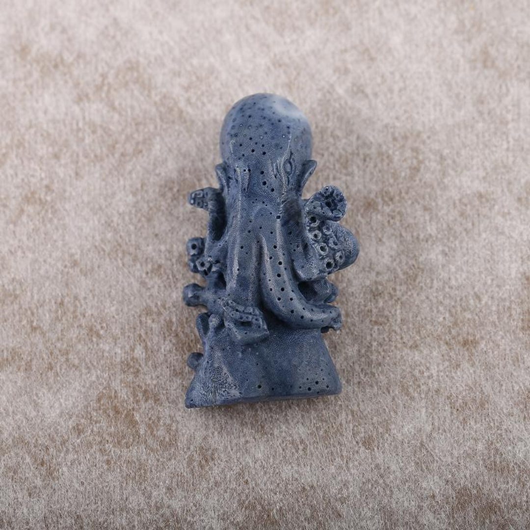 Carved Natural Blue Coral Fossil Octopus Gemstone Cabochon, Unique ...