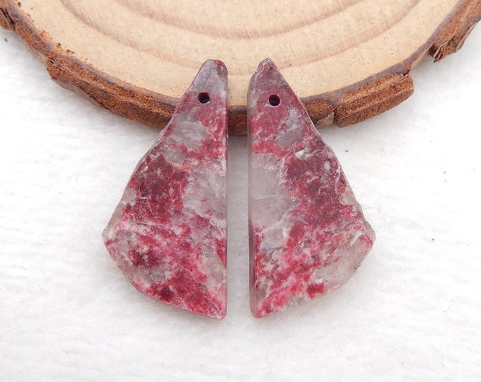 New Nugget Norwegian Thulite Gemstone Earrings Bead,handmade Jewelry ...