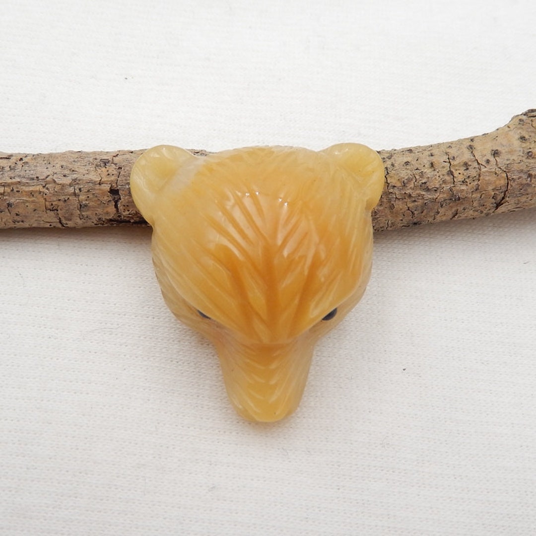New Hand Carved Yellow Jade Bear Head Gemstone - Etsy
