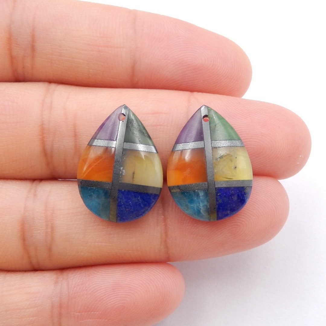 New Design! Natural Gemstone Intarsia Earrring Beads,colorful Gemstone ...