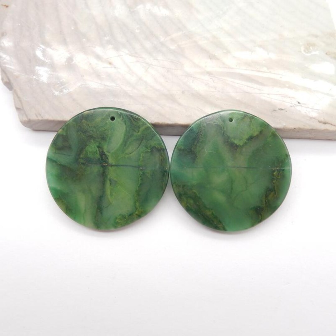 New Natural African Jade Round Gemstone Earrings, 30x3mm, 11g-w22067 - Etsy