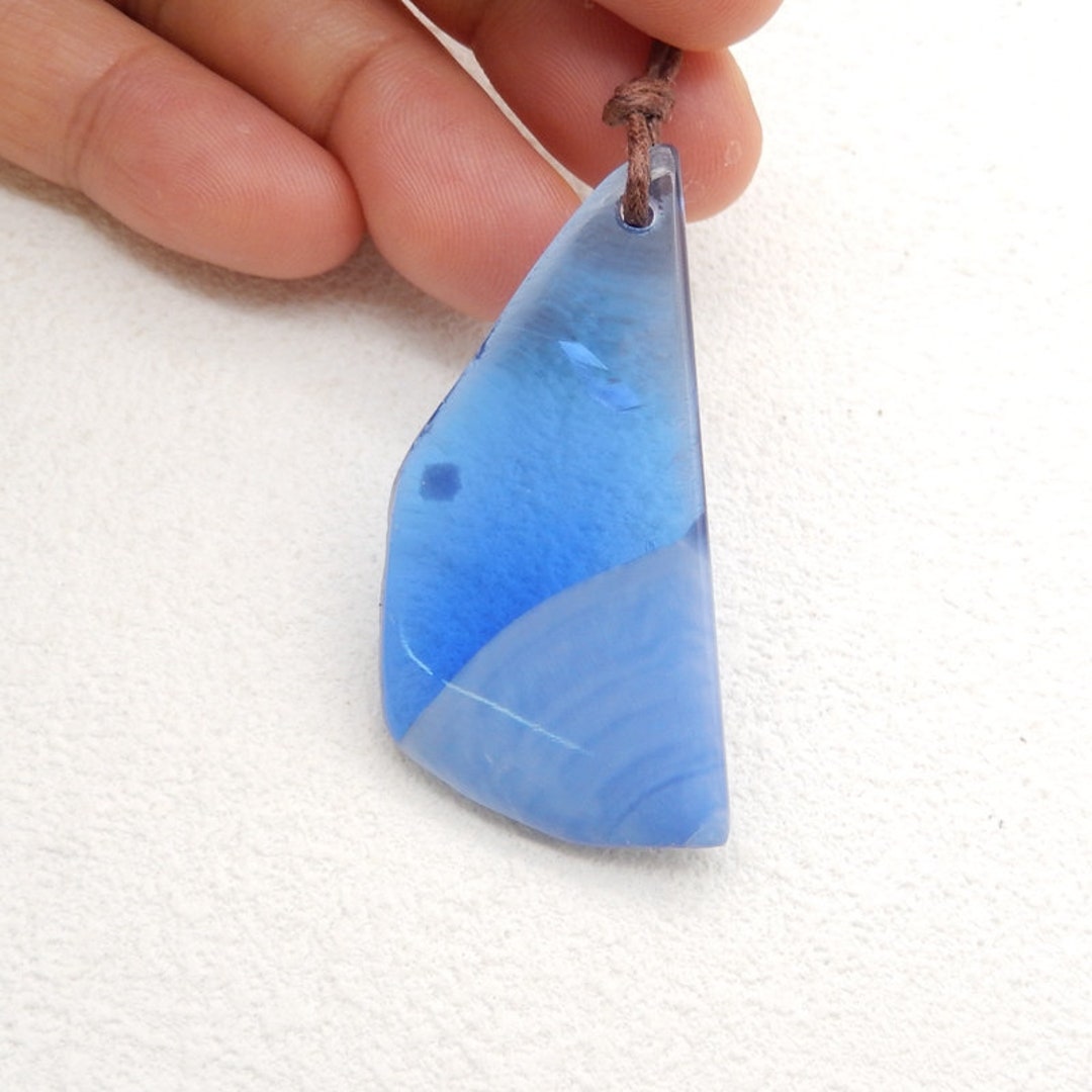 Nugget Blue Onyx Gemstone Pendant, Drilled Pendant, 47x23x6mm, 8.6g ...