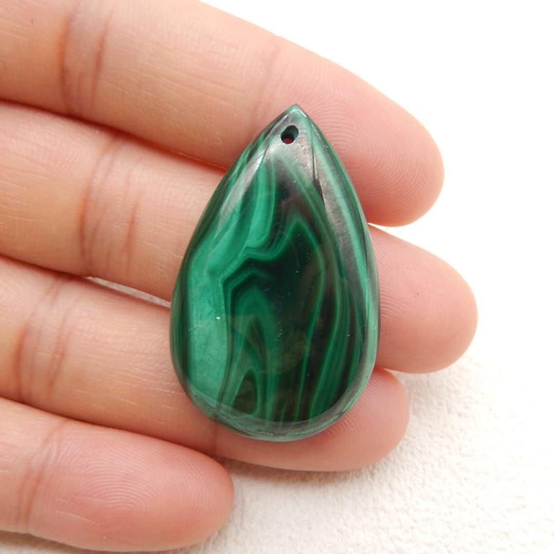New Natural Malachite Gemstone Water Drop Flatback Pendant, Beautiful ...