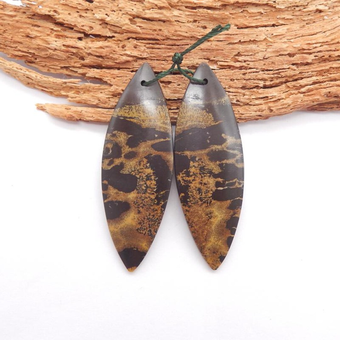 New Natural Chohua Jasper Marquise Gemstone Earrings Bead, 50x17x4mm, 9 ...