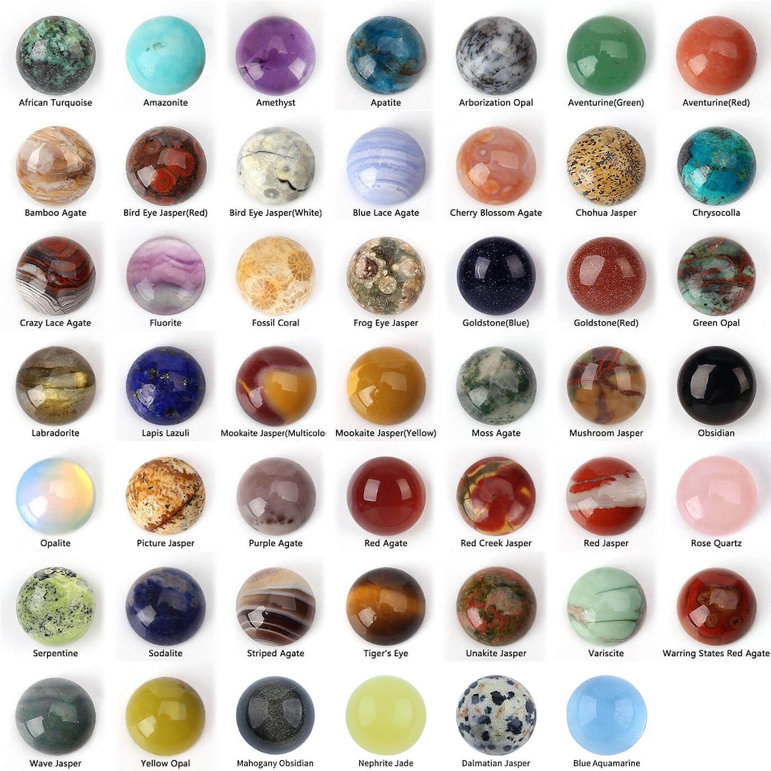 20mm Round Flatback Cabochon, Polished Gemstone Cabochons for Jewelry ...