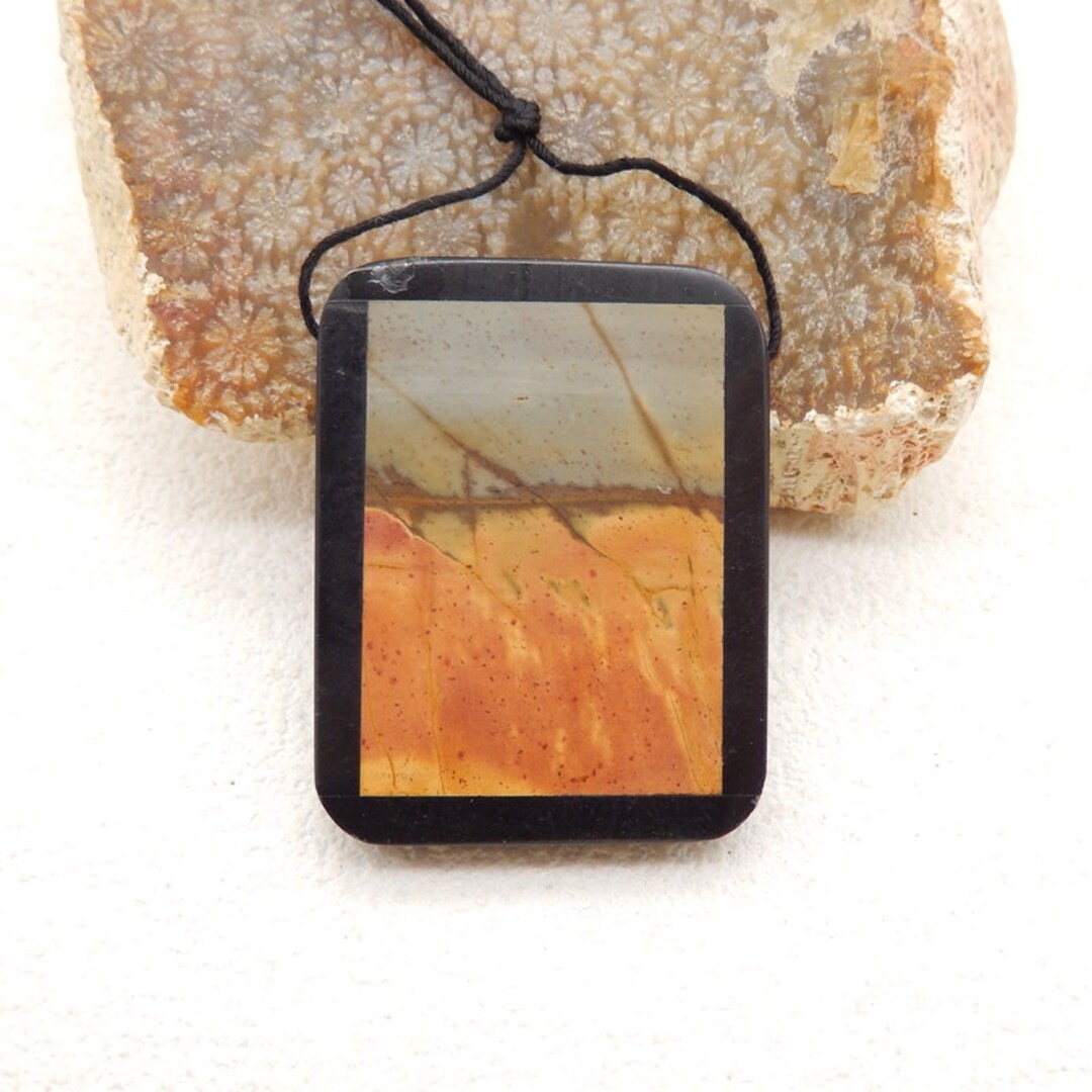 Multi-color Picasso Jasper,obsidian Gemstone Intarsia Pendant, Handmade ...