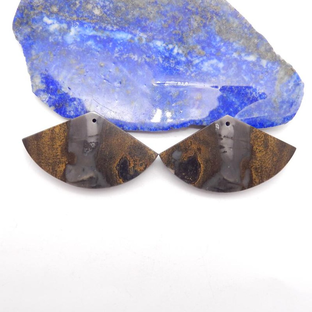 New Natural Chohua Jasper Fan Shape Gemstone Earrings Beads, 24x43x3mm ...