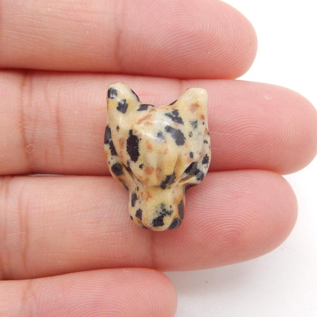 Hand Carved Dalmatian Jasper Panther Gemstone Pendant, Gemstone Animal ...