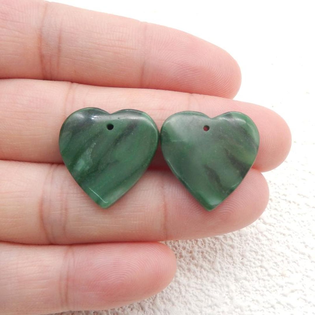 Natural African Jade Heart Gemstone Earrings Beads, Stone for Earrings ...