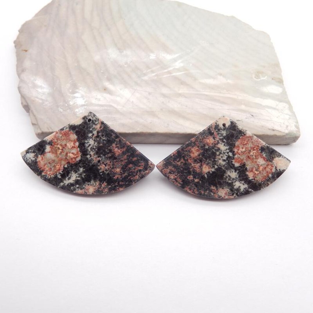 New Natural Snow Flake Jasper Fan Shape Gemstone Earrings Beads ...