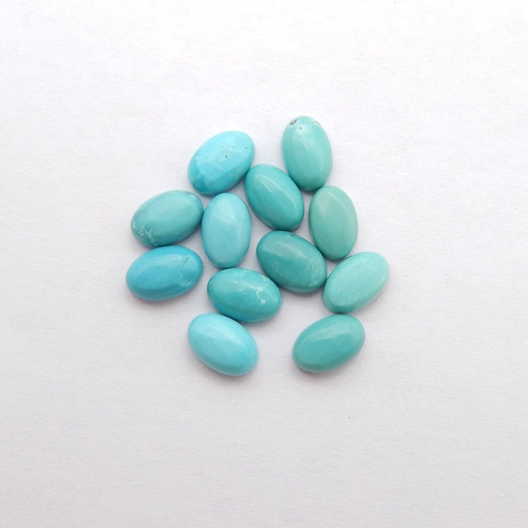 12 PCS Natural Oval Turquoise Gemstone Cabochons, 6x4x3mm, 1.5g-w9230 ...
