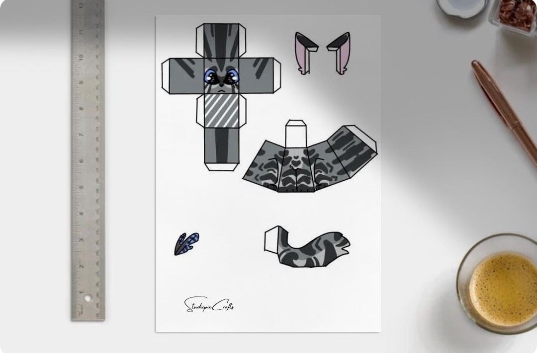 Warrior Cats Inspired Papercraft: Jay Feather Inspired 3D Cat (PDF ...