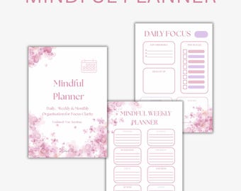 Mindful Planner Printable | Floral Pink & Purple | Daily, Weekly and ...