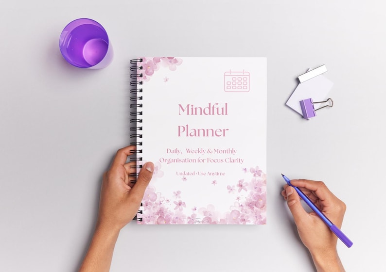 Mindful Planner Printable | Floral Pink & Purple | Daily, Weekly and ...