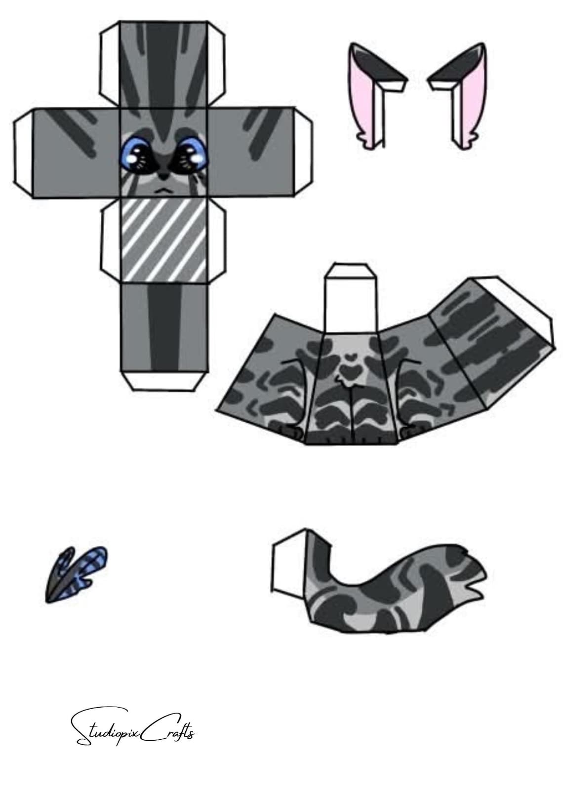 Warrior Cats Inspired Papercraft: Jay Feather Inspired 3D Cat (PDF ...