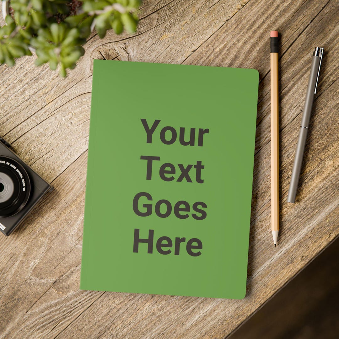 Custom Text Minimalist Green Journal | Softcover Notebook - Etsy