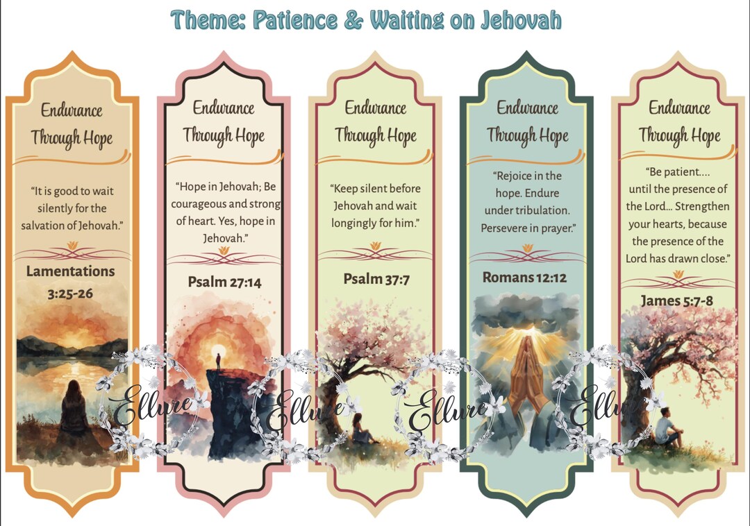 Waiting on Jehovah JW Bookmarks : Encouraging Scriptures, JW Gift ...