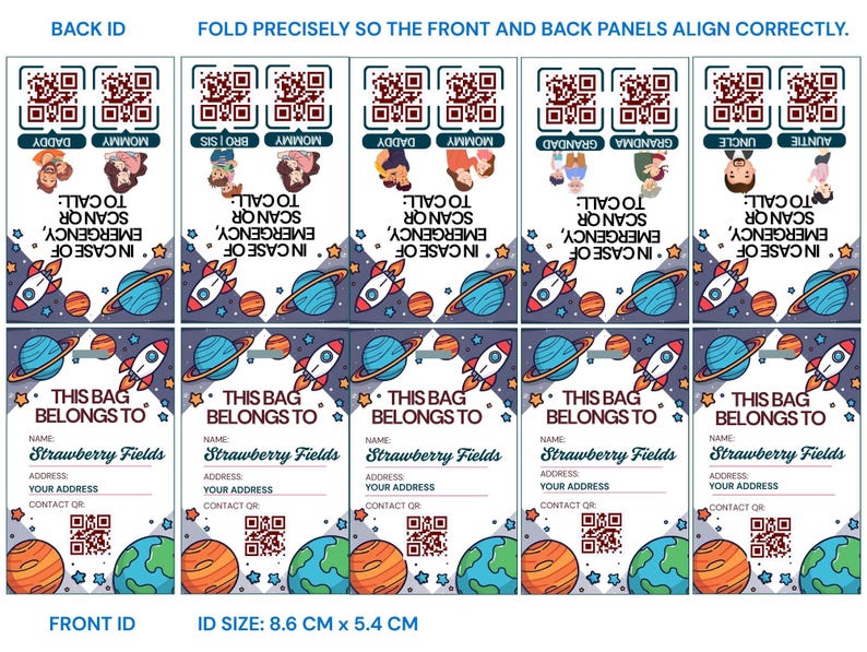 Editable Canva Template | Personalized Kids Bag Tag | Luggage Name Tag ...