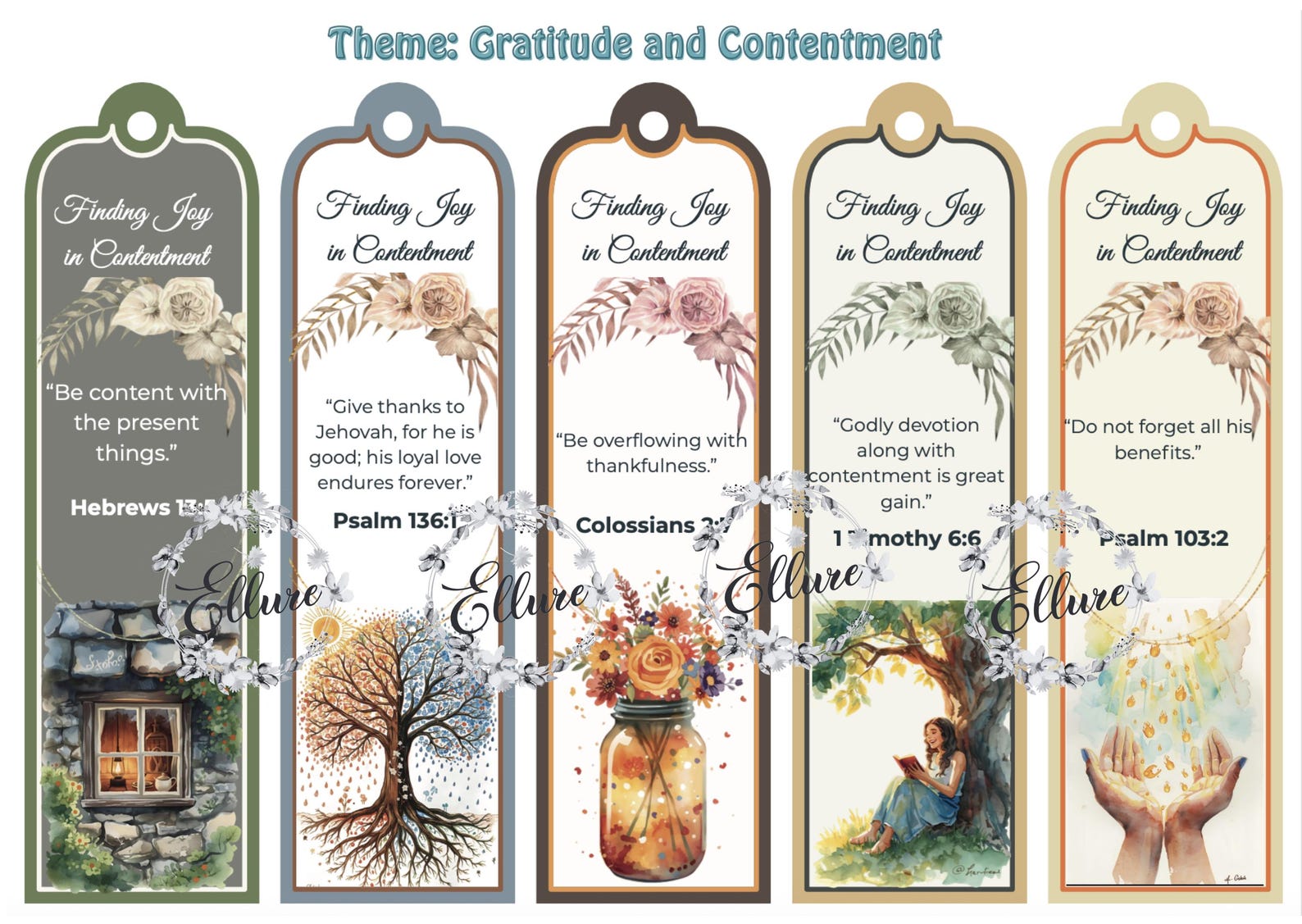 Gratitude and Contentment JW Bookmarks : Encouraging Scriptures ...