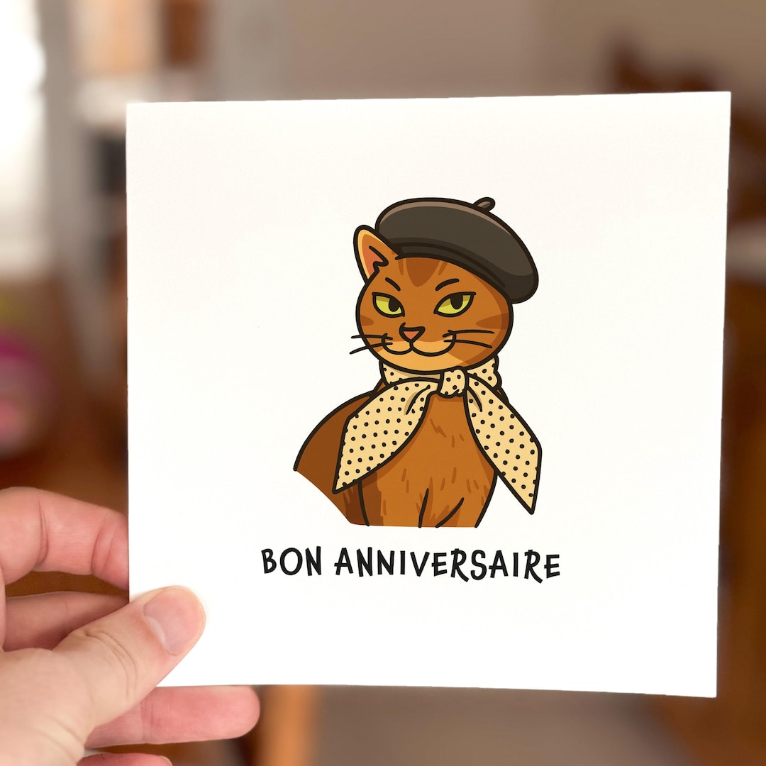 Funny French Cat Birthday Card: Sarcastic Meme Card for Her - Etsy