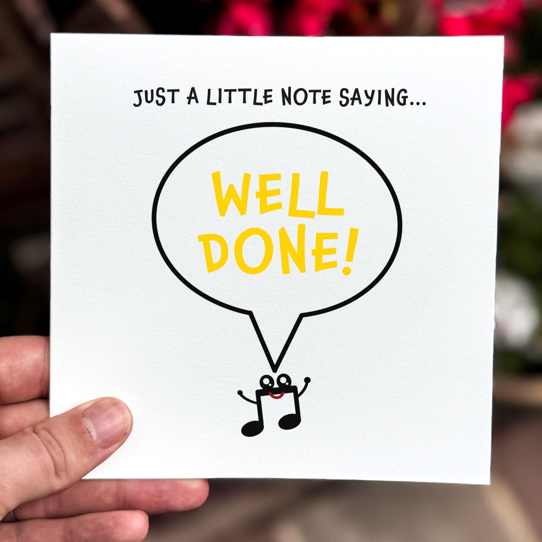 Well Done Card, Funny Congratulations Card, Just a Note Card, Cute Card ...