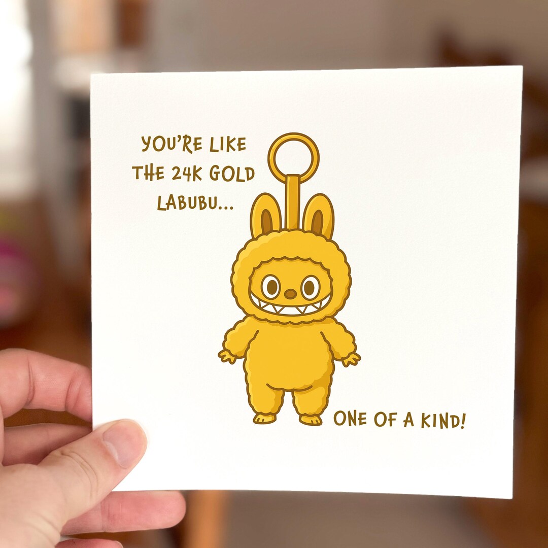 Funny Birthday Card: 24K Gold Labubu Meme Card - Etsy Canada