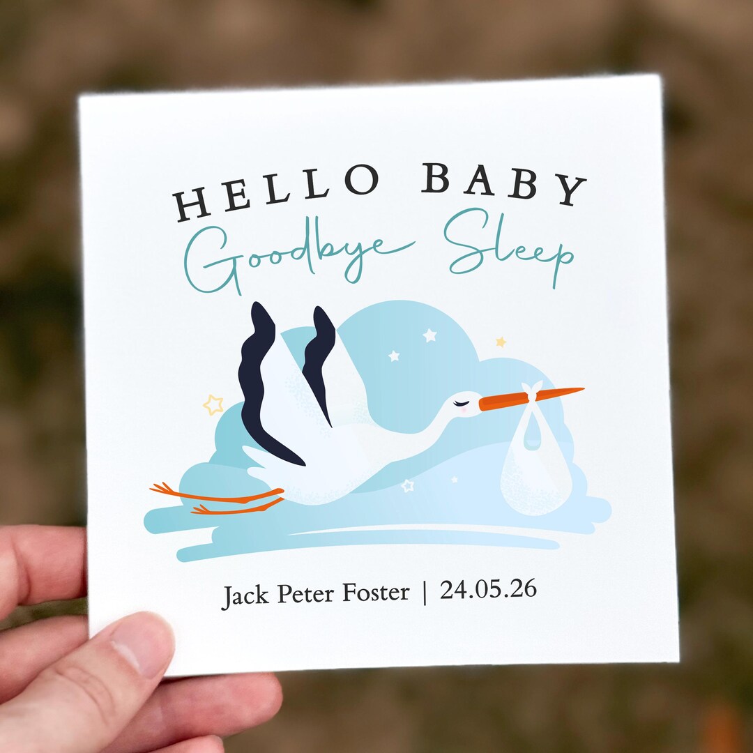 Personalized New Baby Card: Funny Stork Design, Custom Name - Etsy