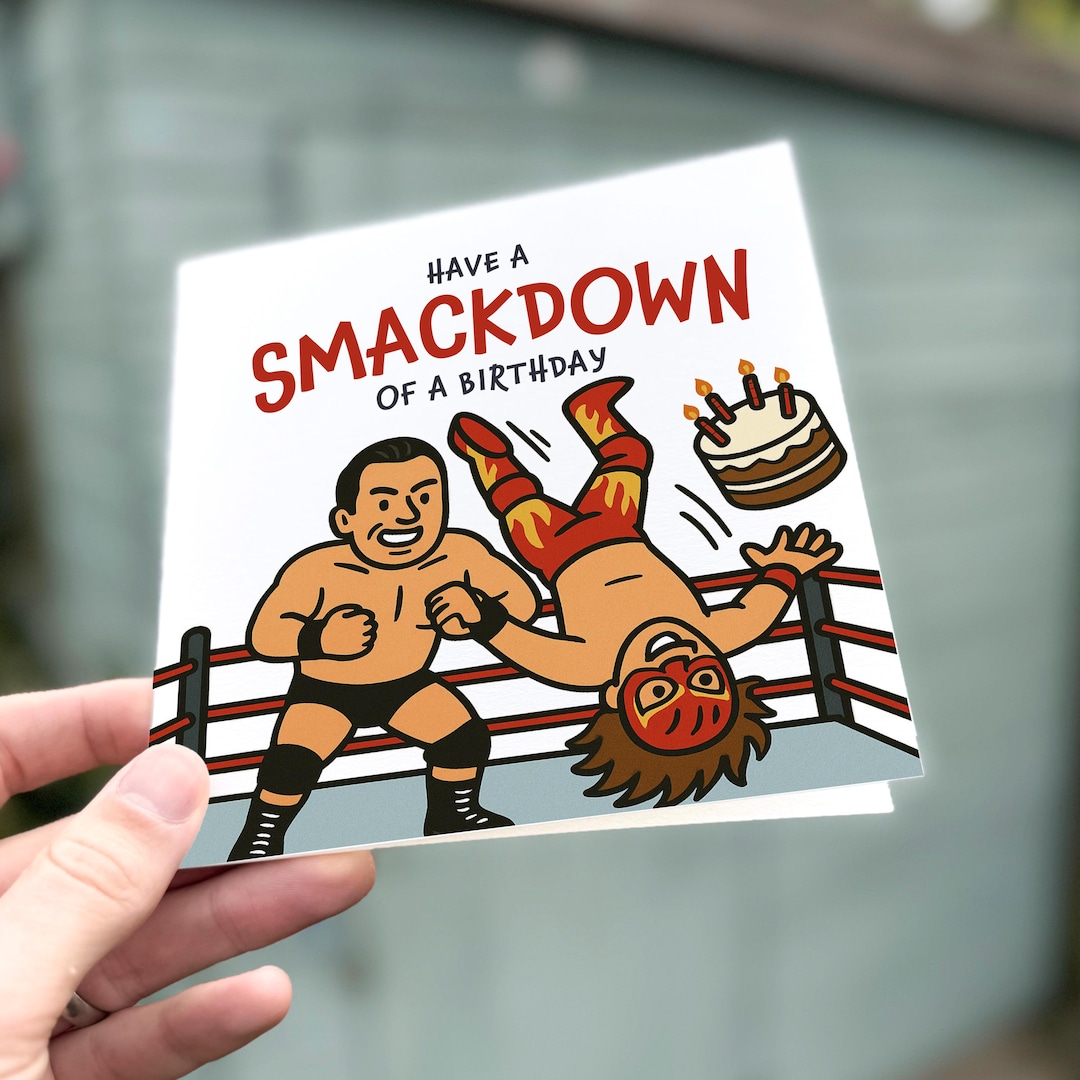 WWE Wrestling Birthday Card, Funny Smackdown Card for Him, Retro ...