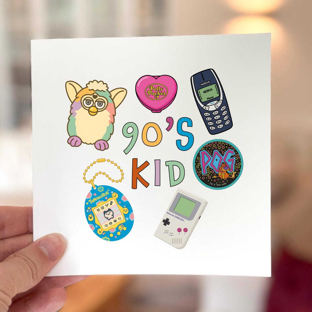 90s Nostalgia Birthday Card: Gameboy, Polly Pocket, Millennial ...