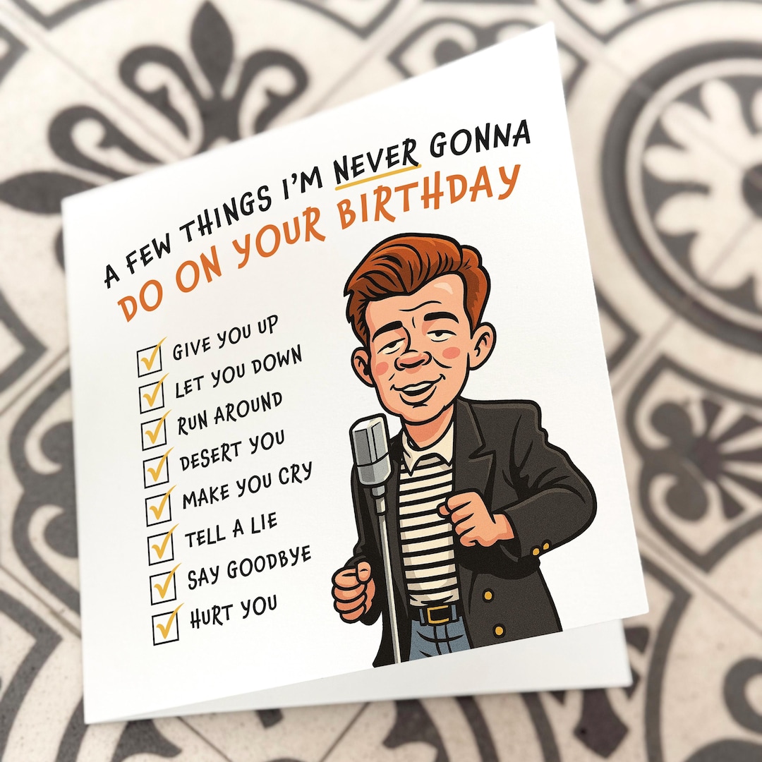 Rickroll Birthday Card: Funny 80s Meme Card - Etsy UK
