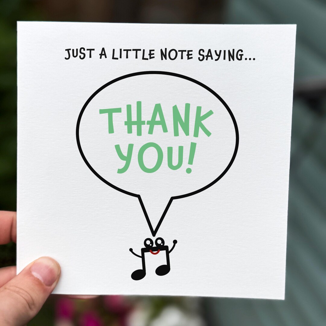 Funny Music Note Thank You Card: Playful Appreciation - Etsy UK
