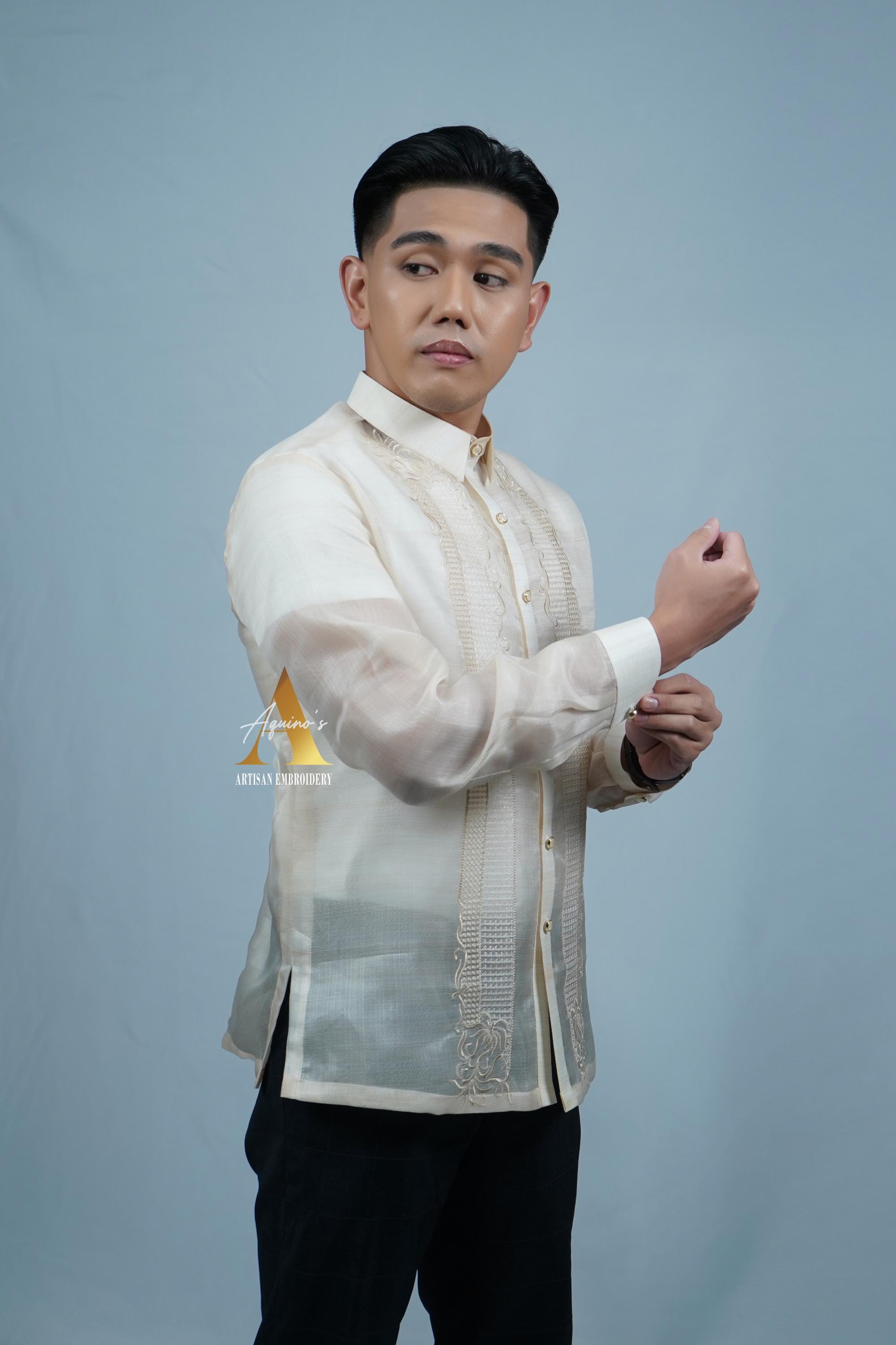 Barong Tagalog for Men | Piña Cocoon Sports Collar Full-open ...