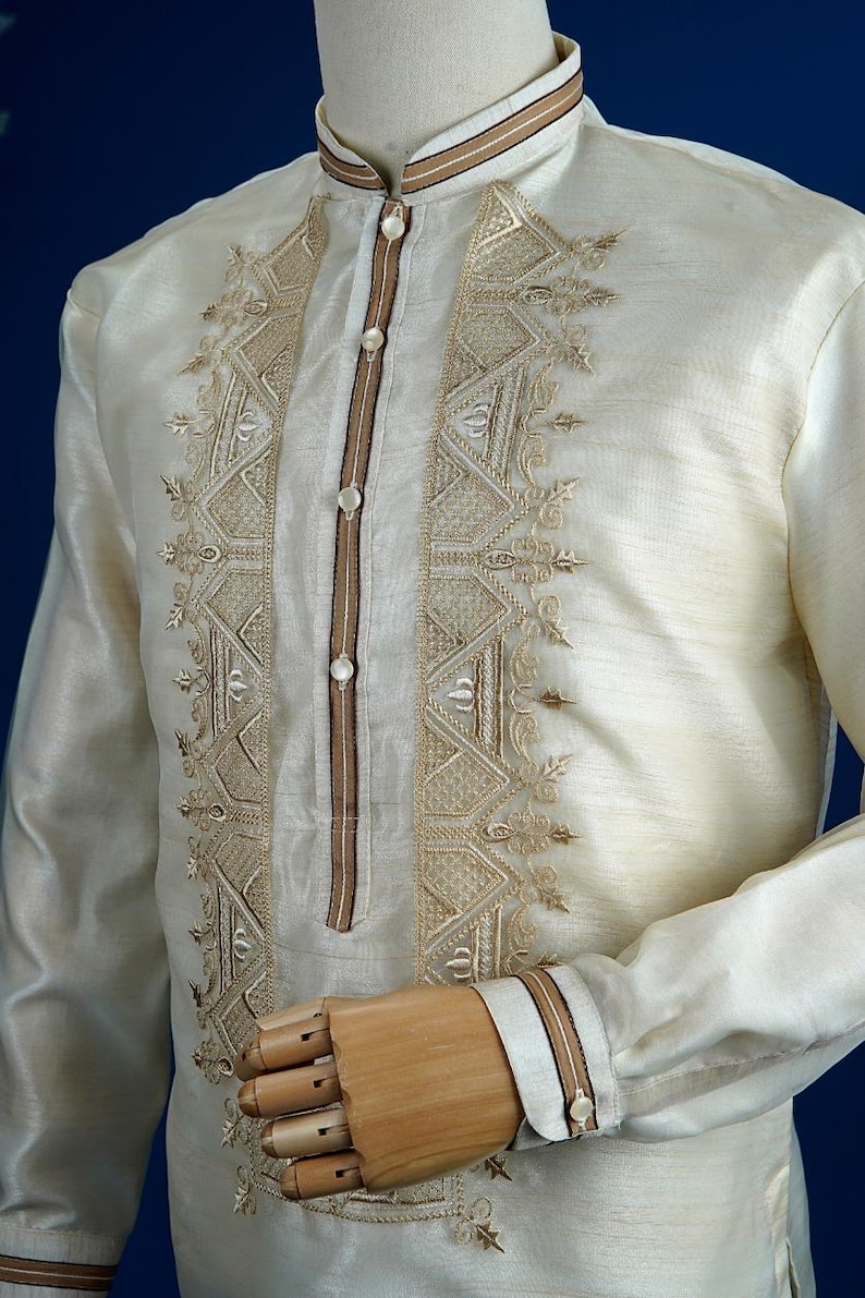 Barong Tagalog for Men | Piña Organza Pintax Chinese Collar - Gabo2570 ...