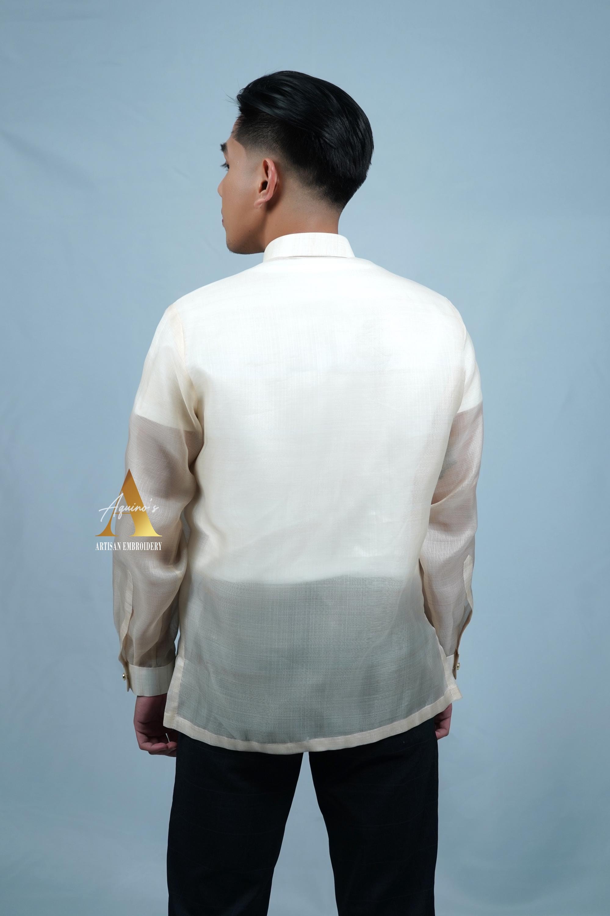 Barong Tagalog for Men | Piña Cocoon Sports Collar Full-open ...