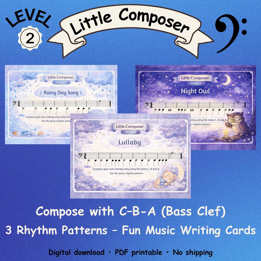 Little Composer Level 2 – Bass Clef Music Worksheets for Kids – C B A ...