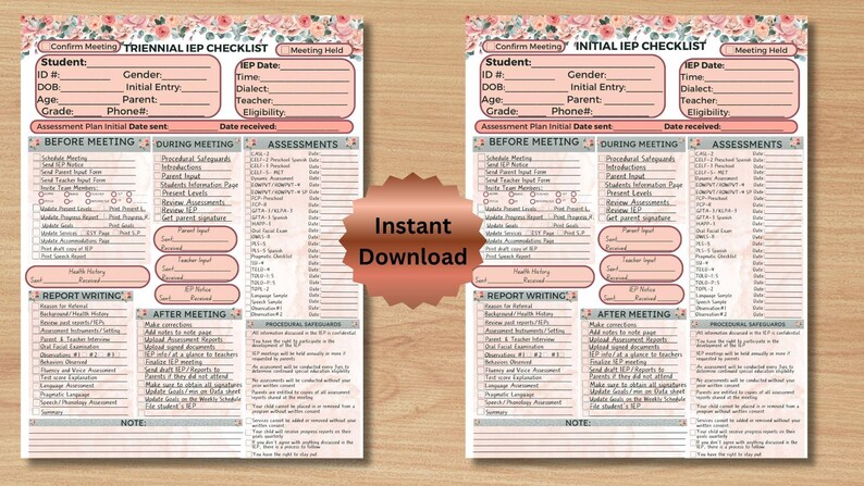 Printable IEP Checklist Bundle, SLP SPED Forms (digital Download) - Etsy