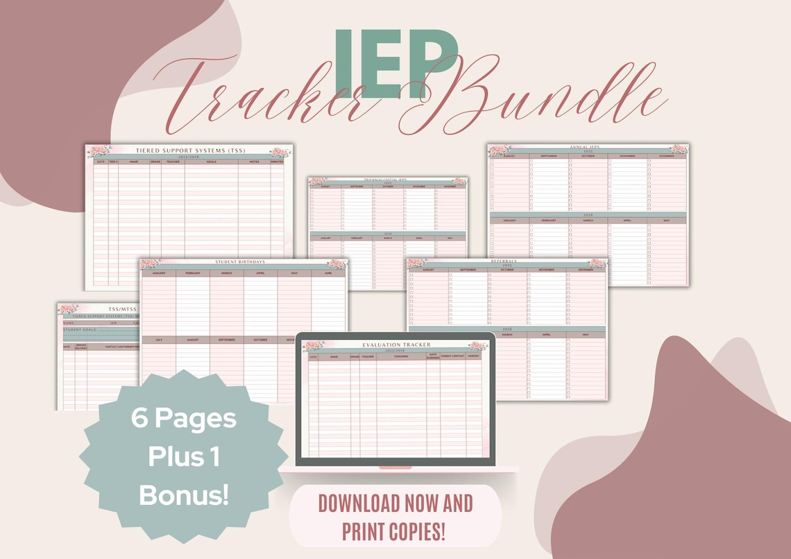 IEP Tracker Bundle, Special Education Planning Tools (PDF) - Etsy